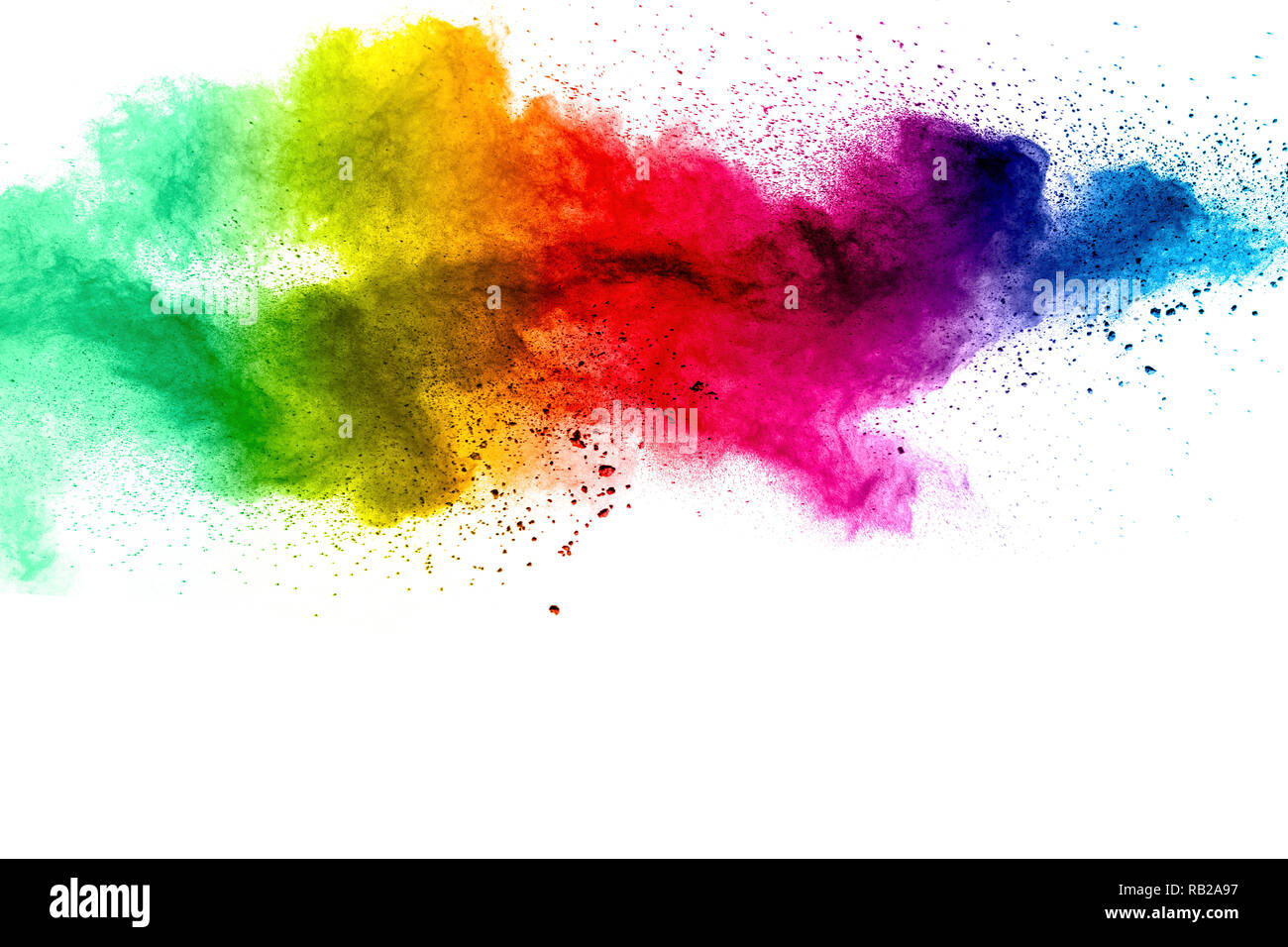 Multi color powder explosion on white background Stock Photo - Alamy