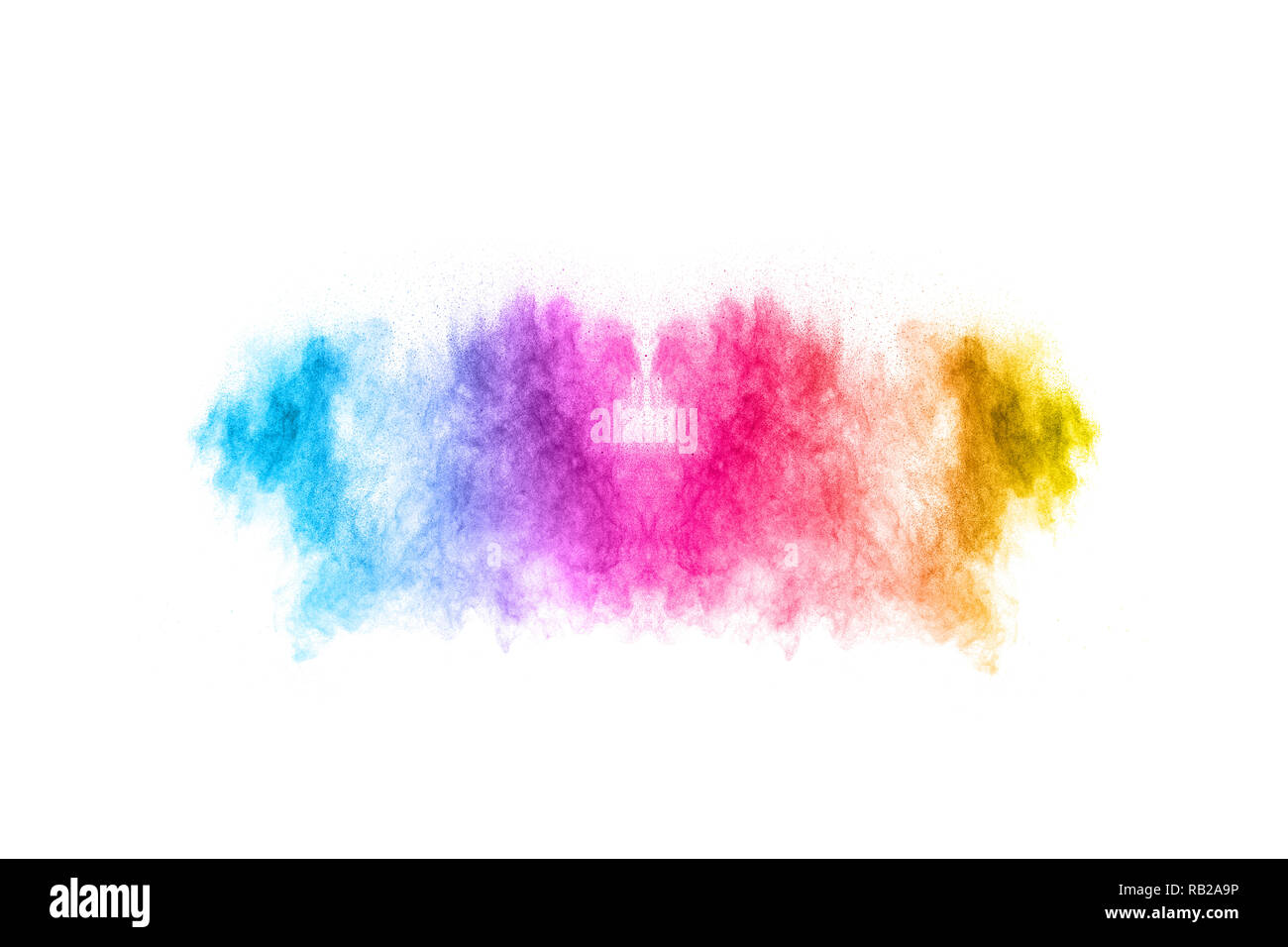 Multi color powder explosion on white background Stock Photo - Alamy