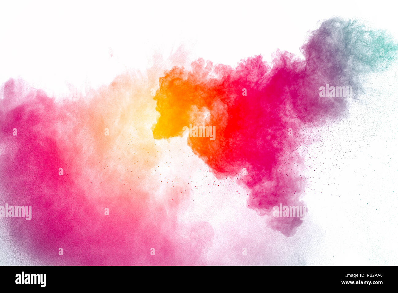 Multi color powder explosion on white background Stock Photo - Alamy
