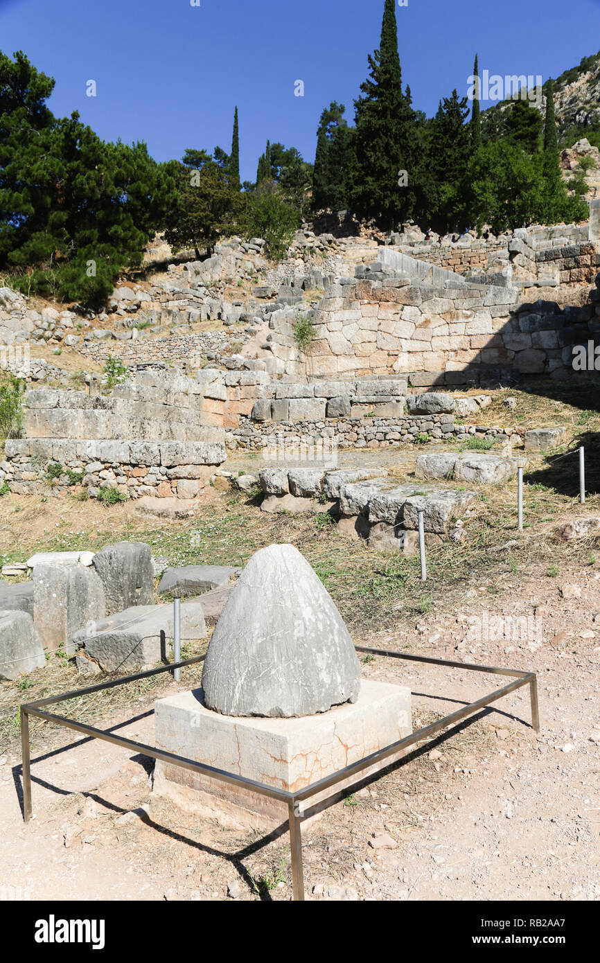 The ruins in Delphi, an archaeological site in Greece at the Mount ...