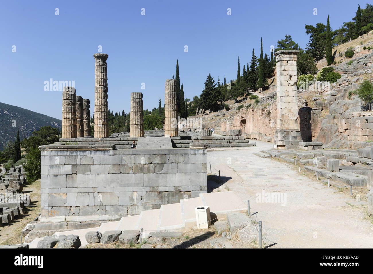 The ruins in Delphi, an archaeological site in Greece at the Mount ...