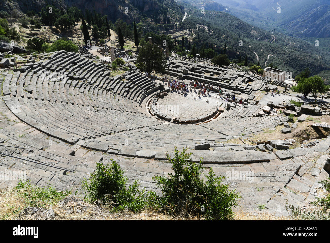 The ruins in Delphi, an archaeological site in Greece at the Mount ...