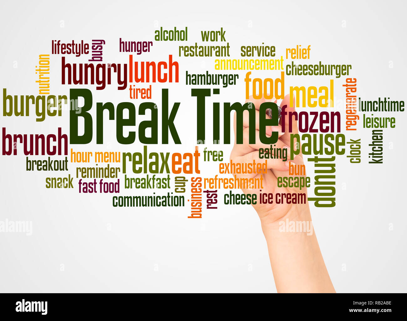 Break Time word cloud and hand with marker concept on white background ...
