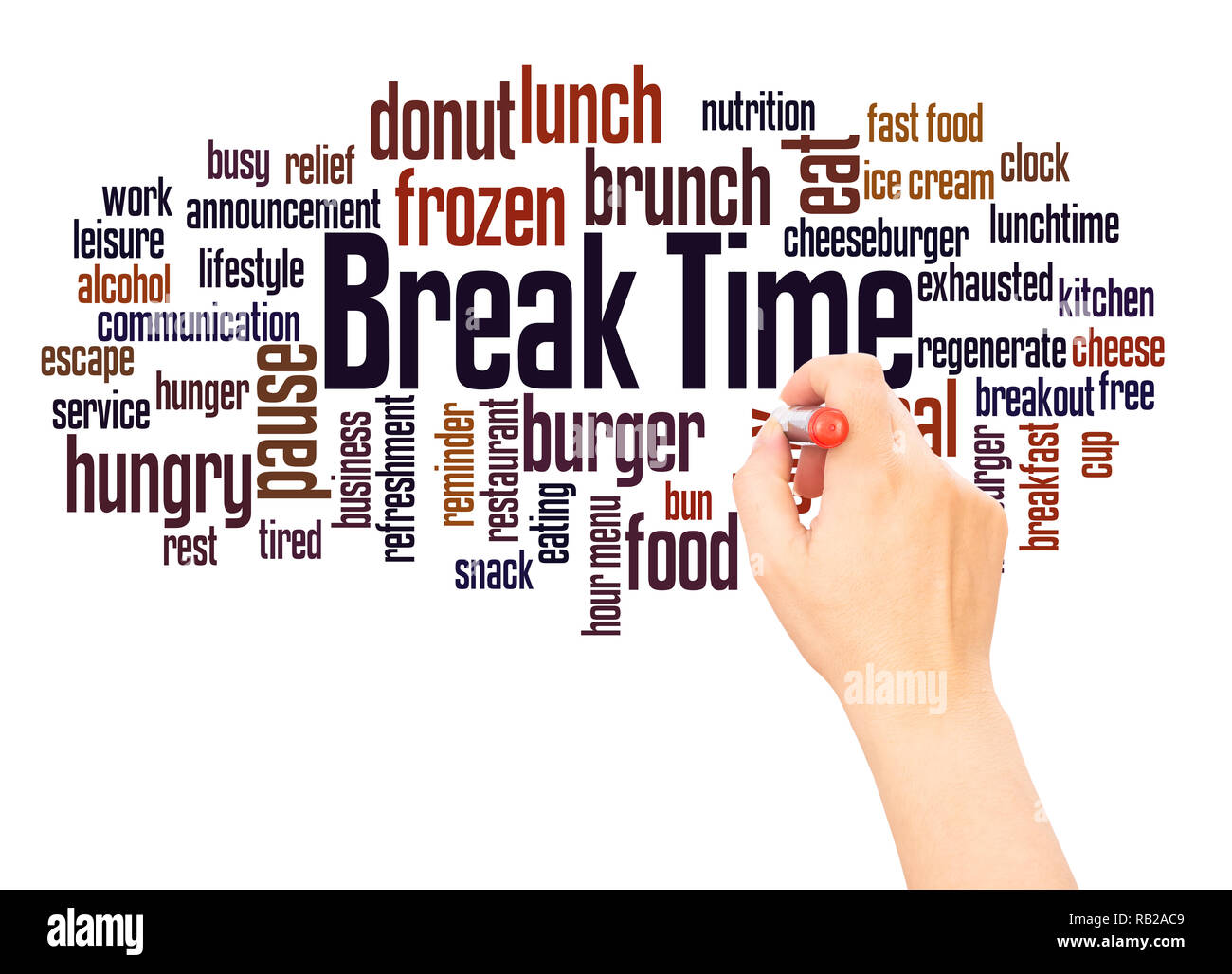 Break Time word cloud hand writing concept on white background Stock ...