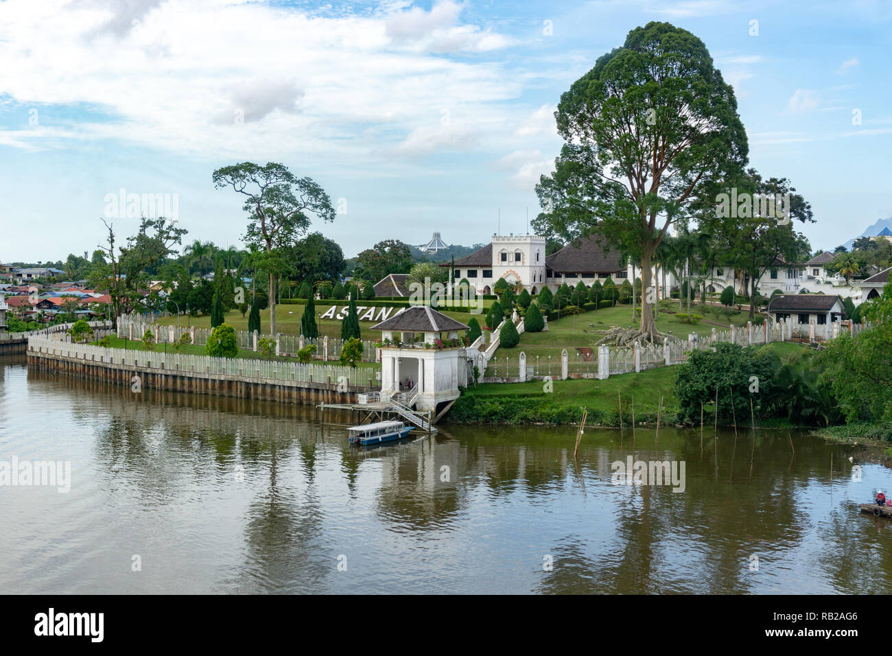 The Darul Hana bridge located in Kuching River Waterfront Stock Photo ...