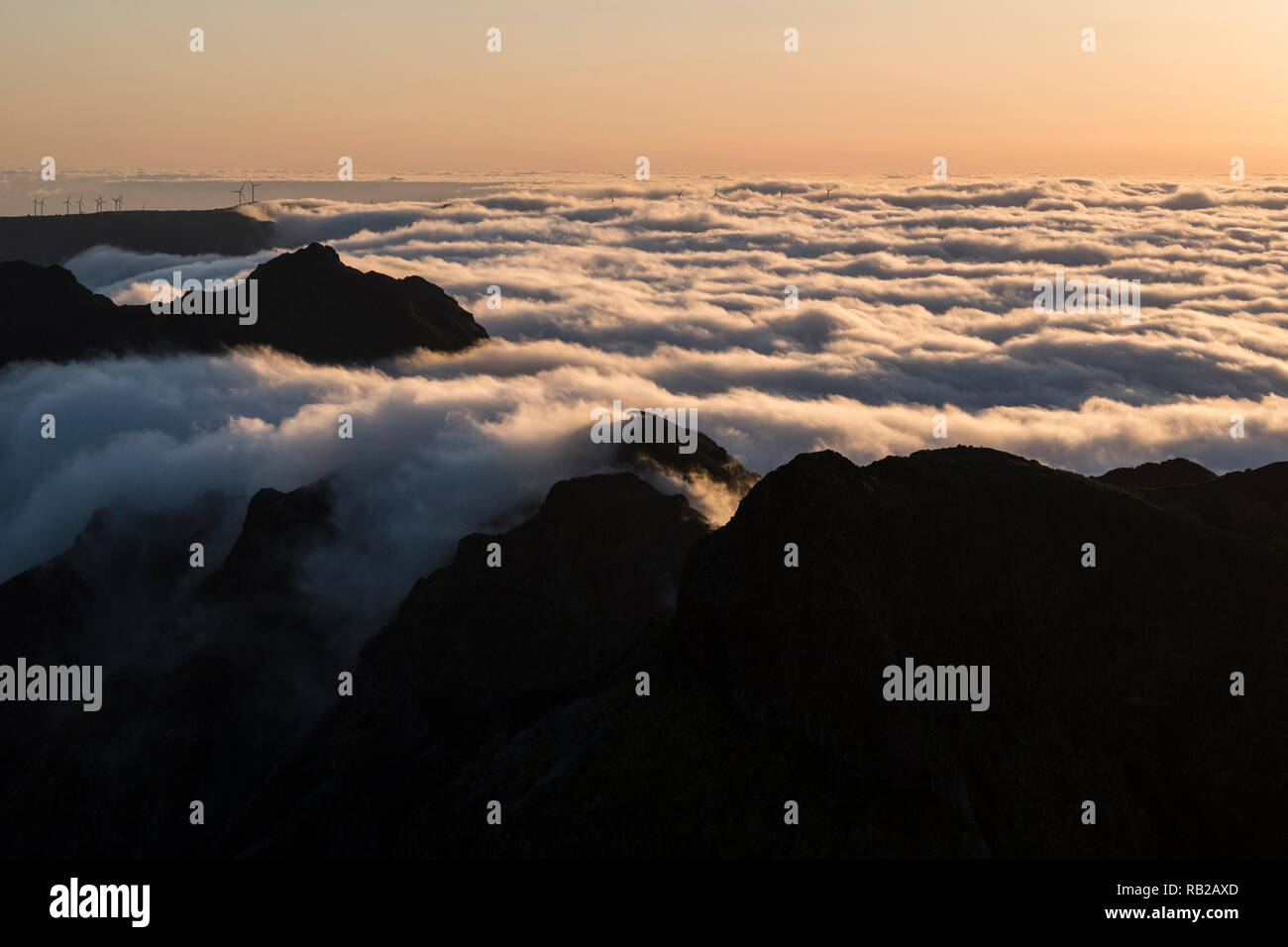 Madeira, Portugal - 13 June 2017: Clouds surrounding the peaks of ...