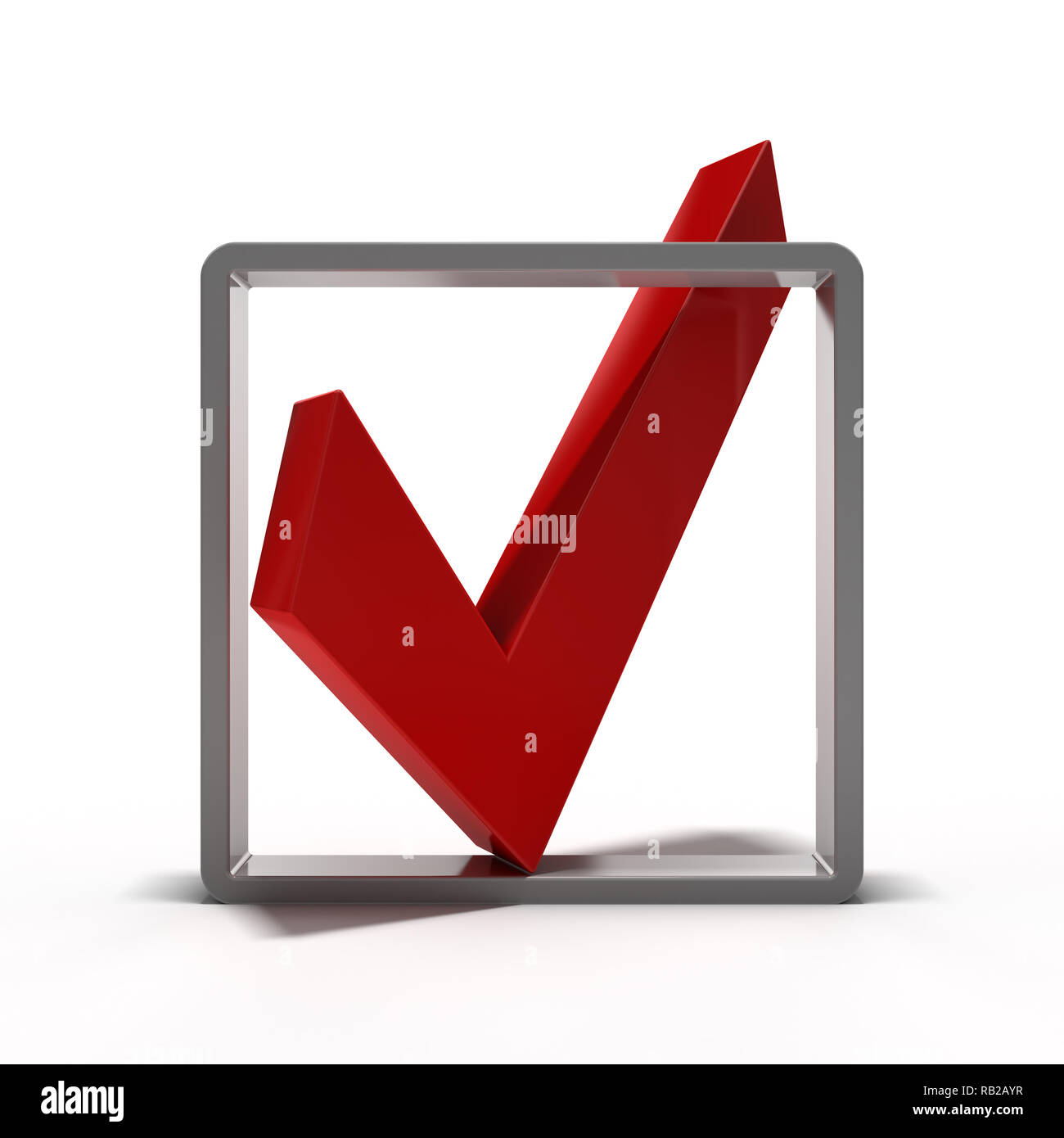 Red check mark icon. Point. 3D rendering Stock Photo - Alamy