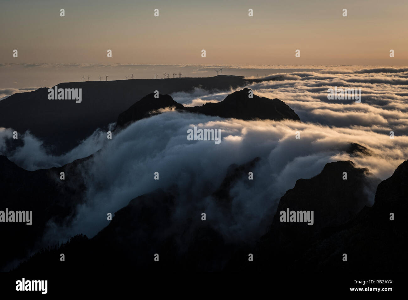 Madeira, Portugal - 13 June 2017: Clouds surrounding the peaks of ...