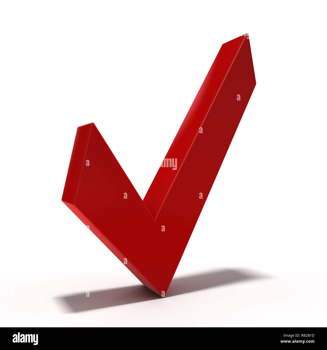 Red check mark icon. Point. 3D rendering Stock Photo - Alamy