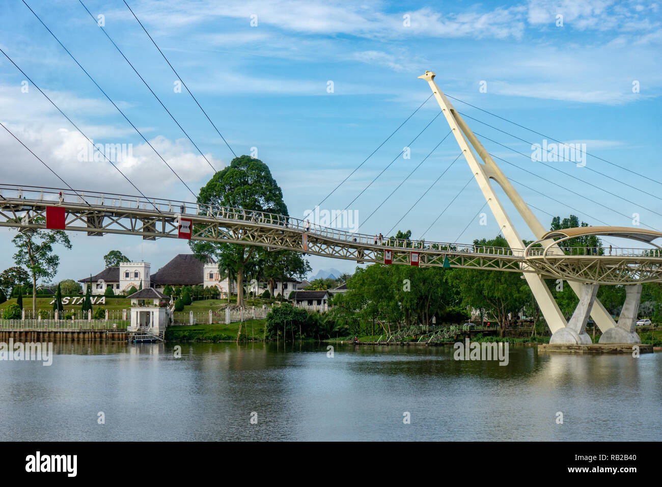 The Darul Hana bridge located in Kuching River Waterfront Stock Photo ...