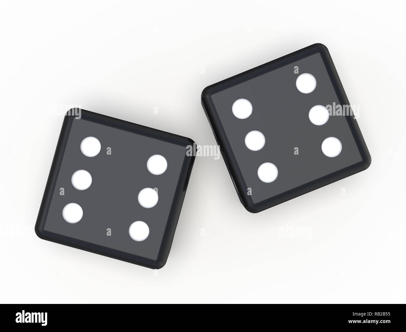 Black playing dice isolated on white background. 3D rendering Stock ...