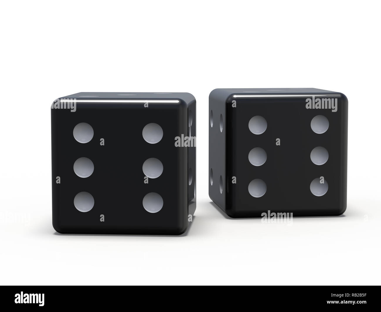 Black playing dice isolated on white background. 3D rendering Stock ...