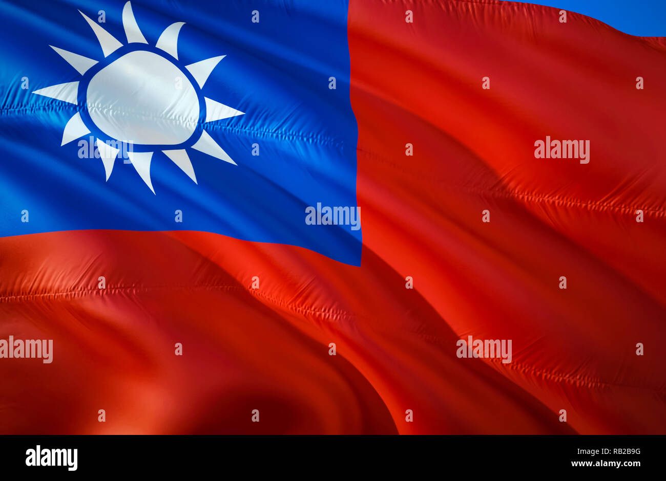 Taiwan flag. 3D Waving flag design. The national symbol of Taiwan, 3D ...