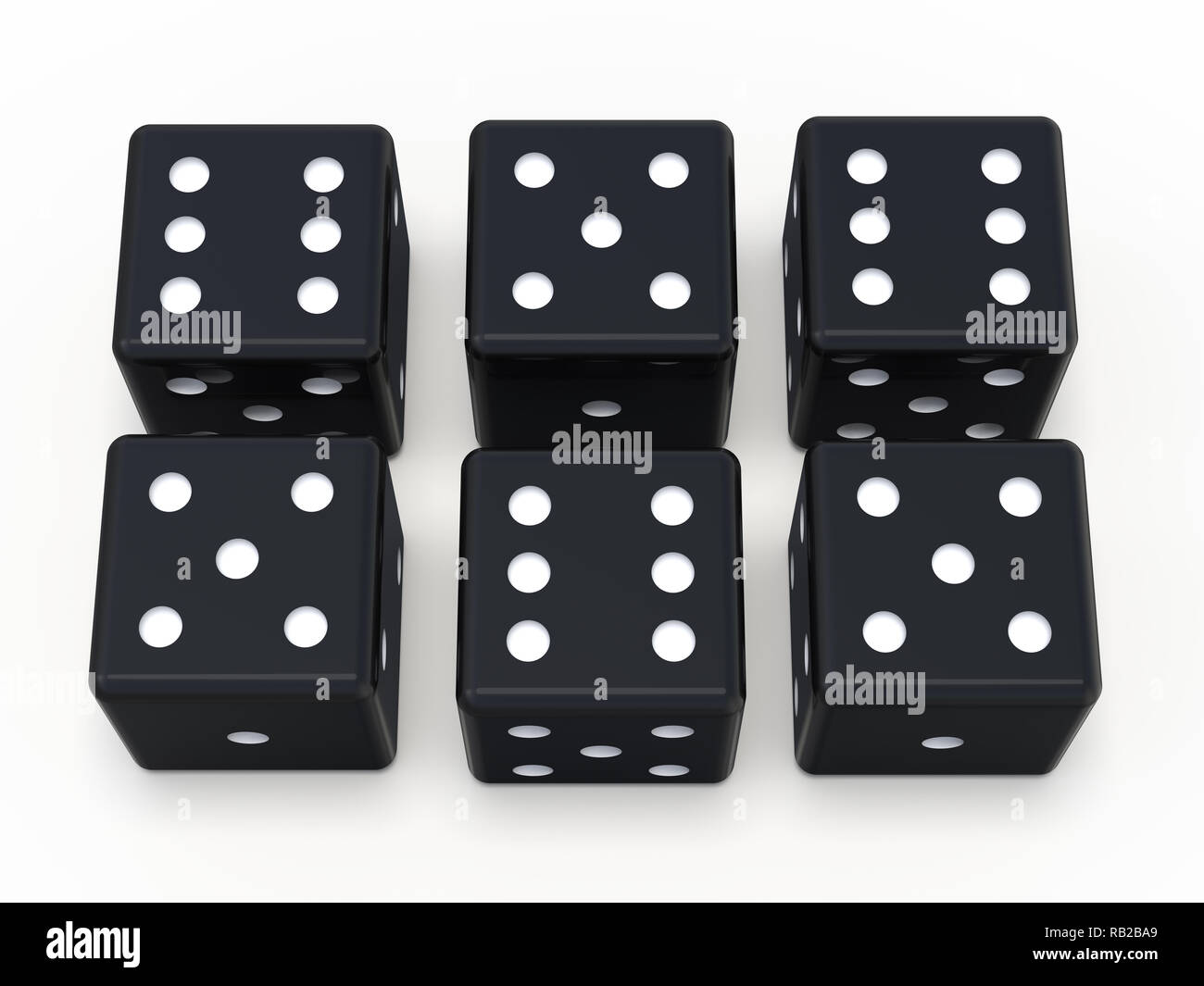 Black playing dice isolated on white background. 3D rendering Stock ...