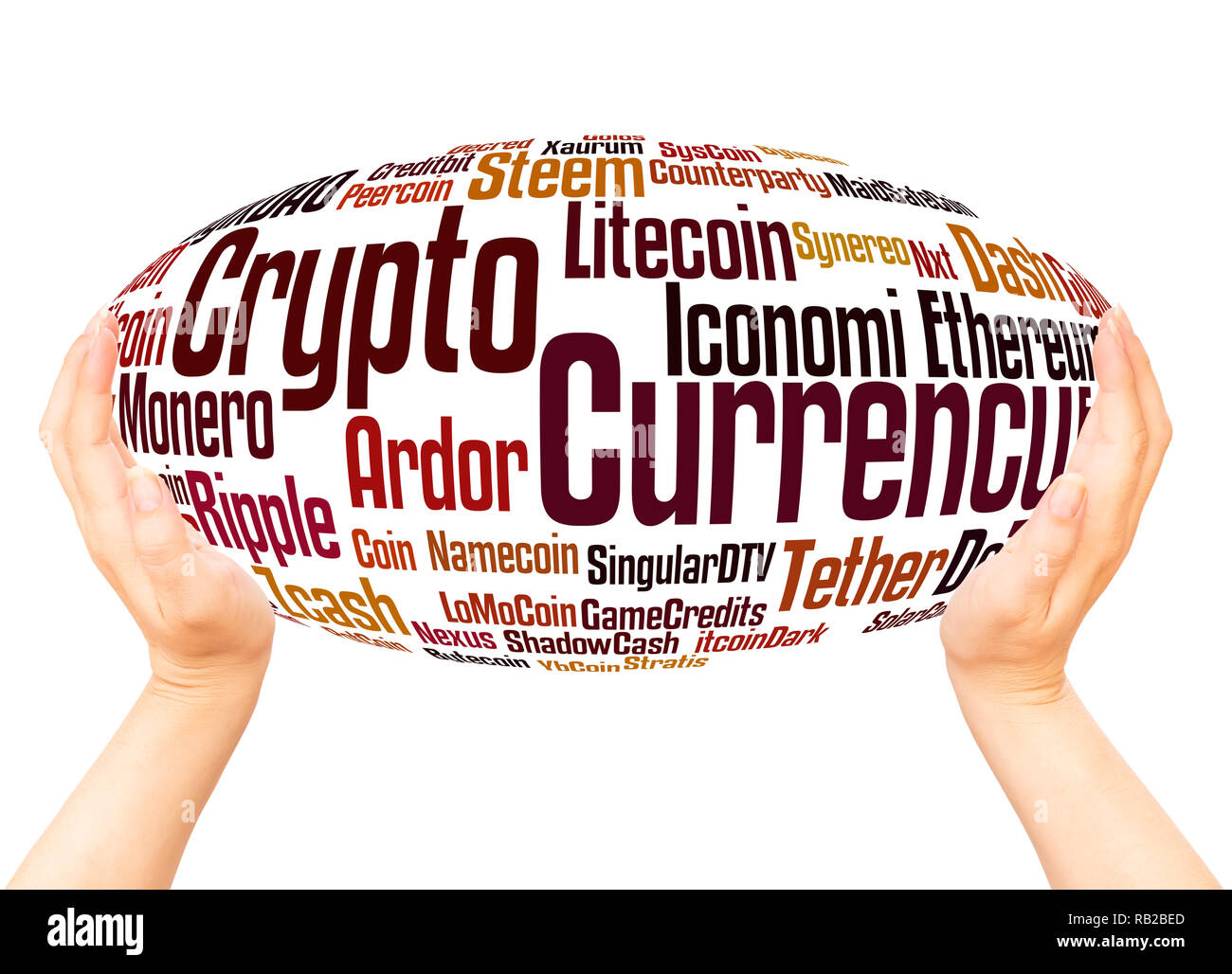 Crypto Currency word cloud hand sphere concept on white background ...