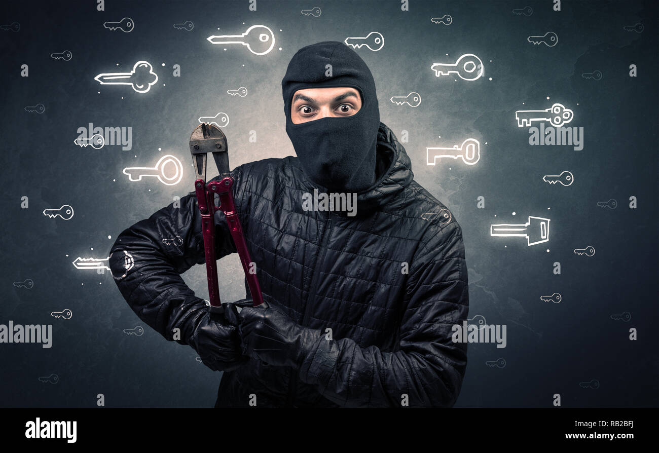 Burglar standing with tools in his hand Stock Photo - Alamy