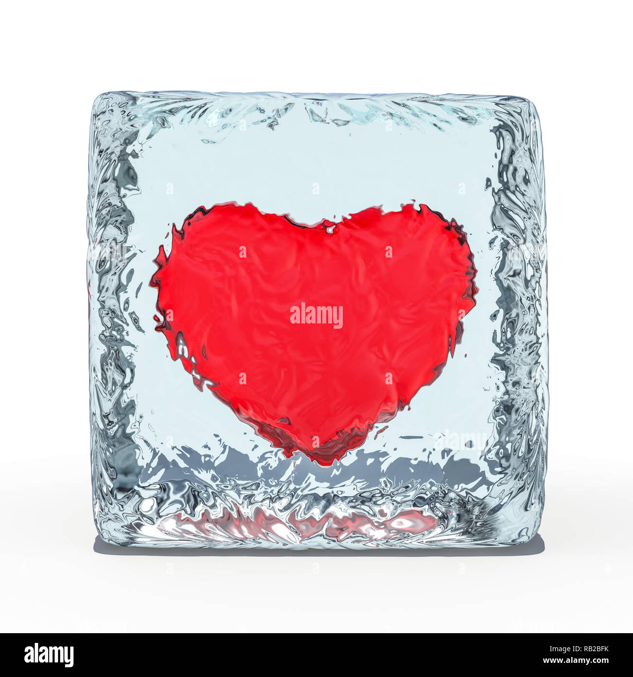 Red heart frozen in ice. 3D rendering Stock Photo - Alamy