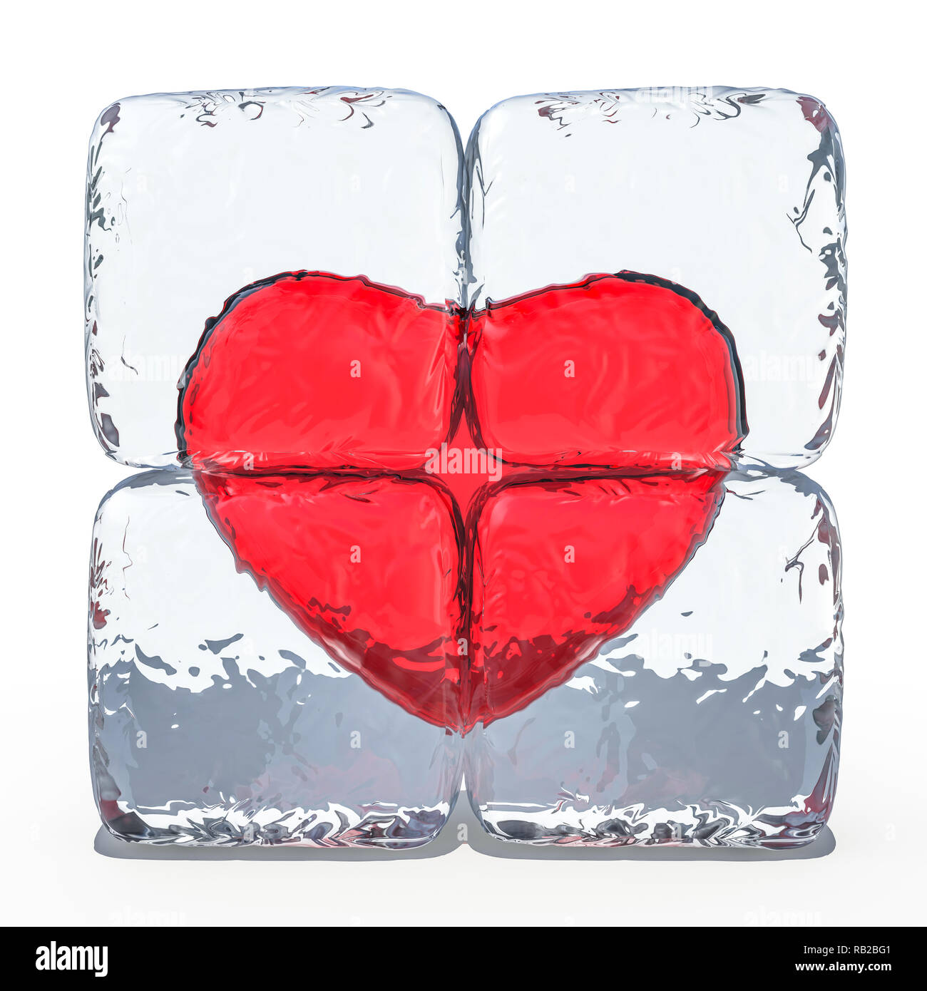 Red heart frozen in ice. 3D rendering Stock Photo - Alamy