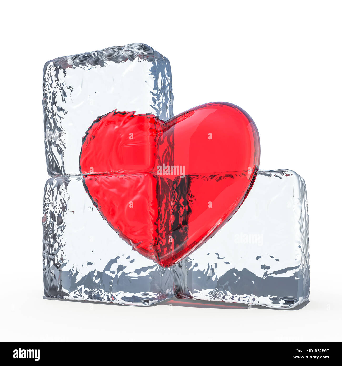 Red heart frozen in ice. 3D rendering Stock Photo - Alamy