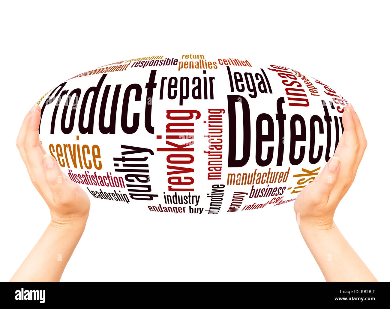 Defective Product word cloud hand sphere concept on white background ...