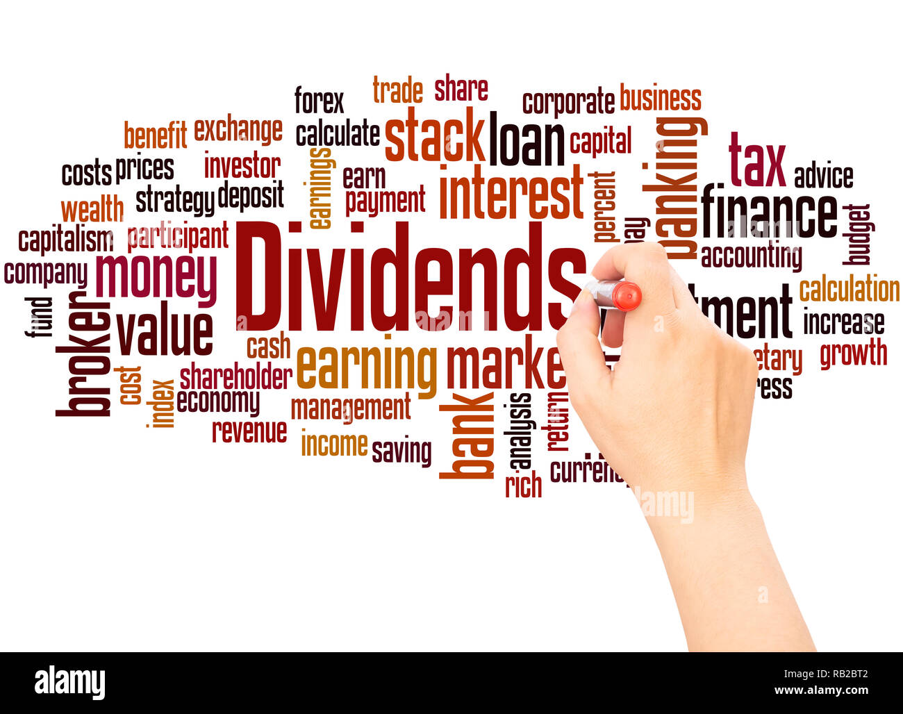 Dividends word cloud hand writing concept on white background Stock ...