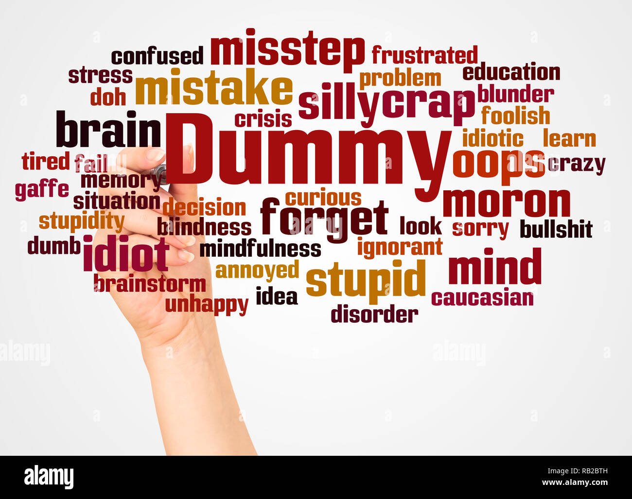 Dummy word cloud and hand with marker concept on white background Stock ...