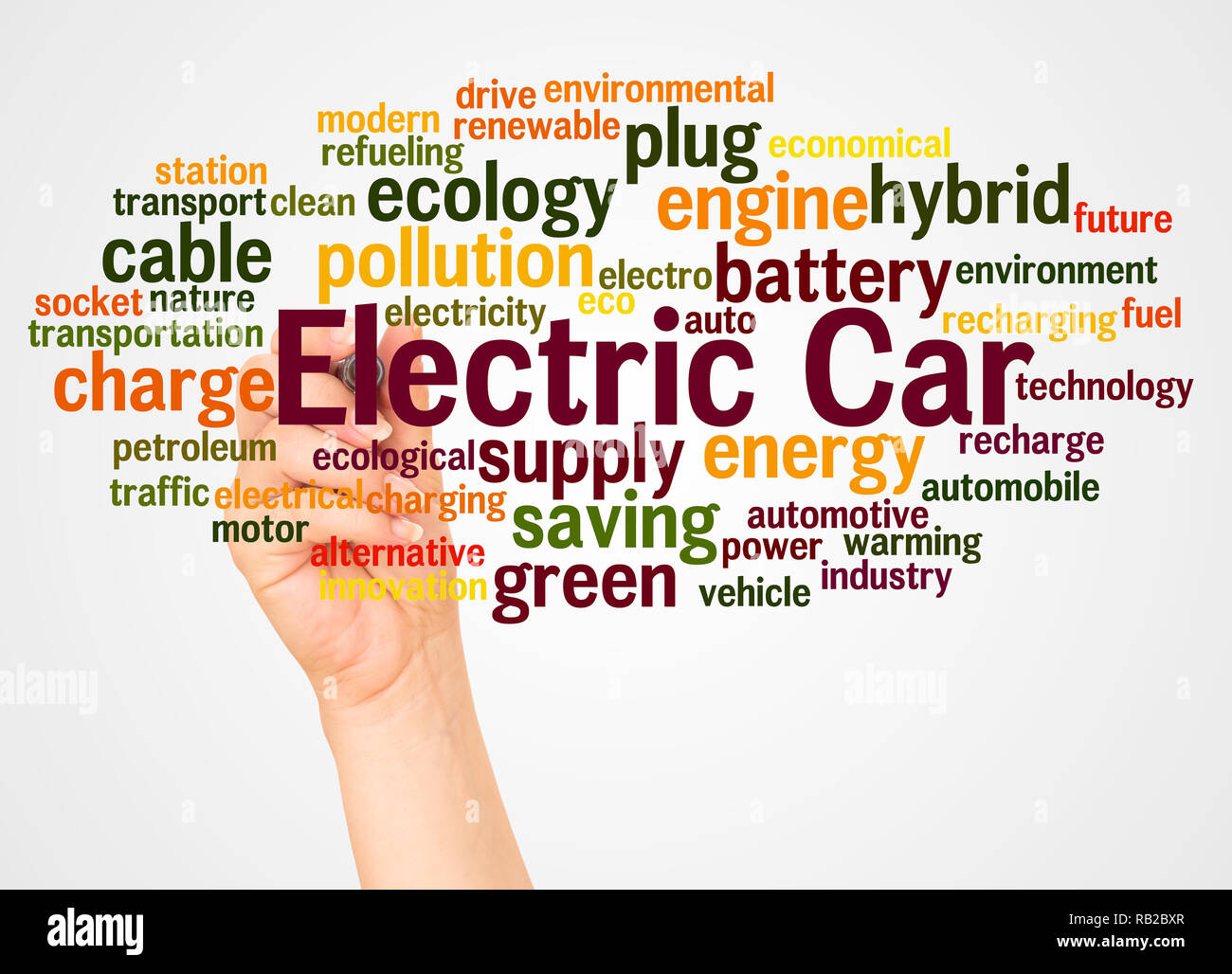 Electric Car word cloud and hand with marker concept on white ...