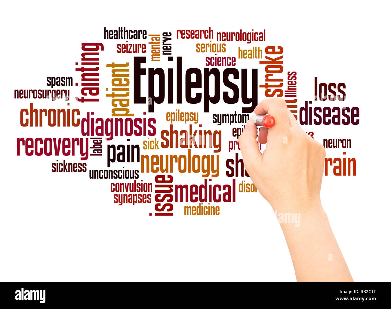 Epilepsy word cloud hand writing concept on white background Stock ...