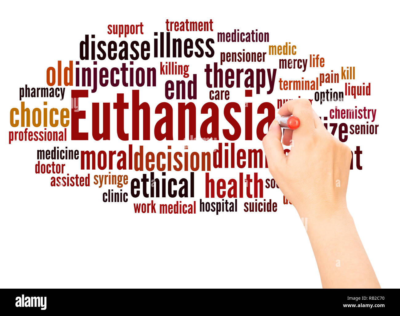 Euthanasia word cloud hand writing concept on white background Stock ...