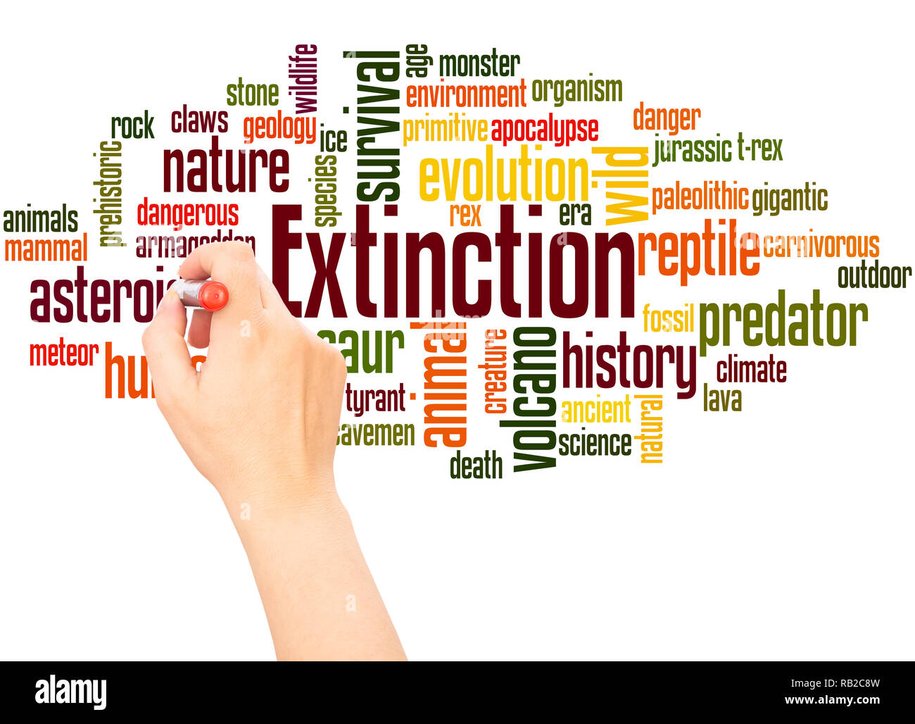 Extinction word cloud hand writing concept on white background Stock ...