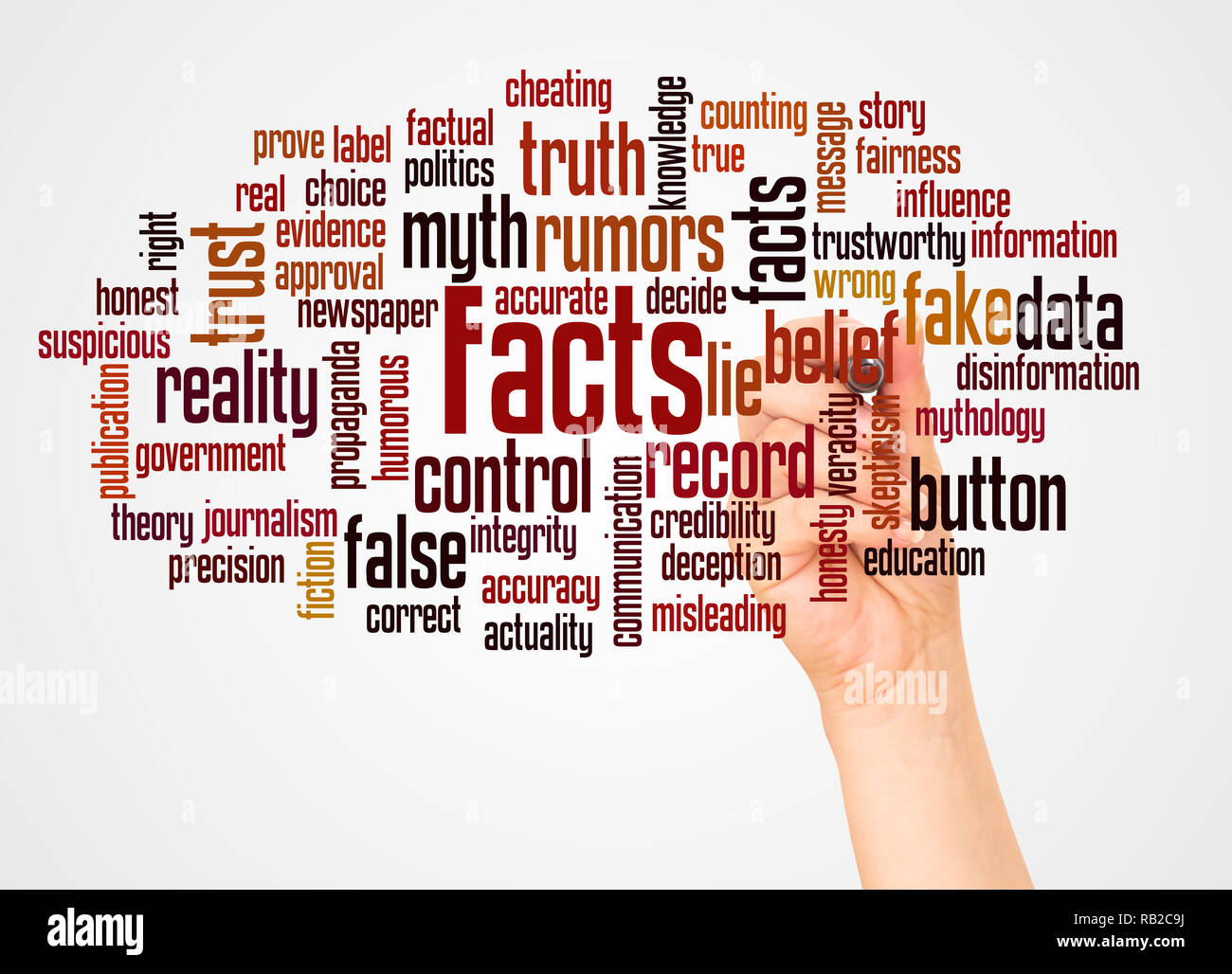 Facts word cloud and hand with marker concept on white background Stock ...