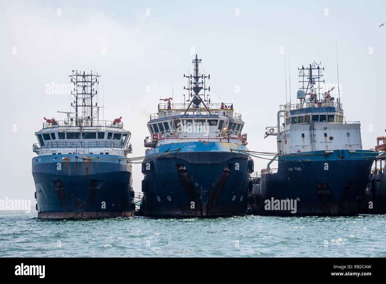 cargo ships moored, Walvis Bay, Namibia Stock Photo - Alamy