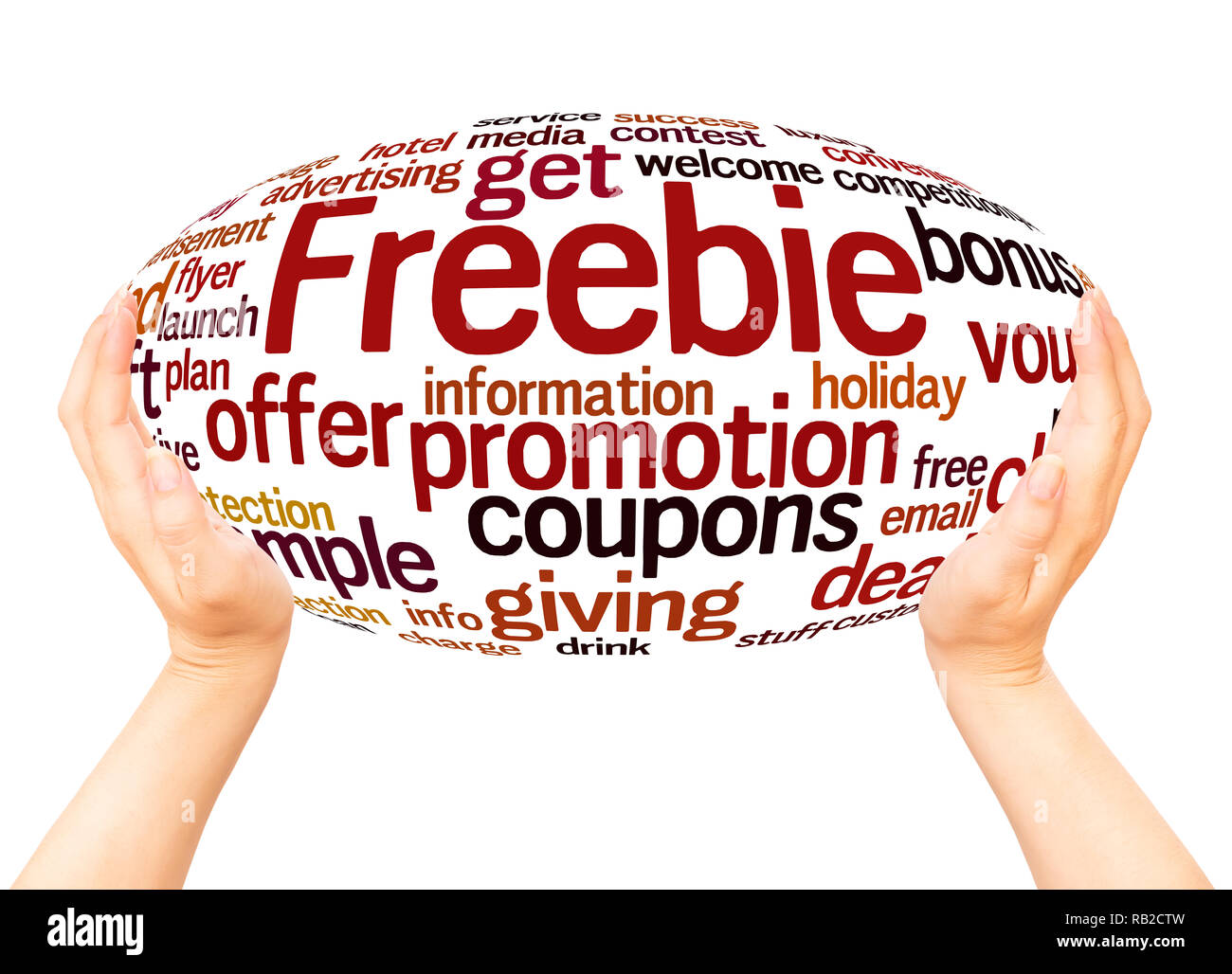 Freebie word cloud hand sphere concept on white background Stock Photo ...