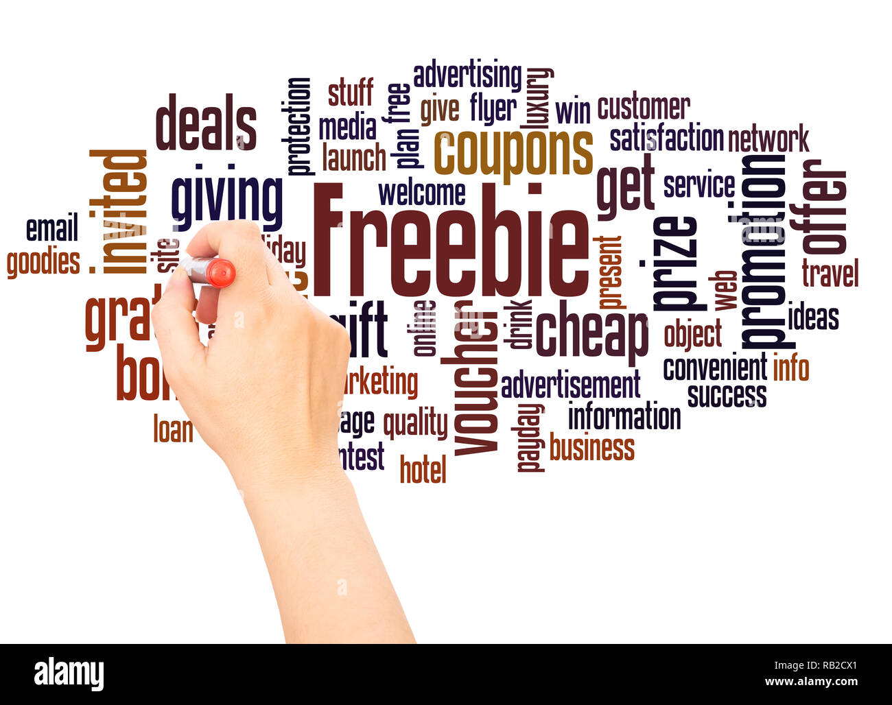 Freebie word cloud hand writing concept on white background Stock Photo ...