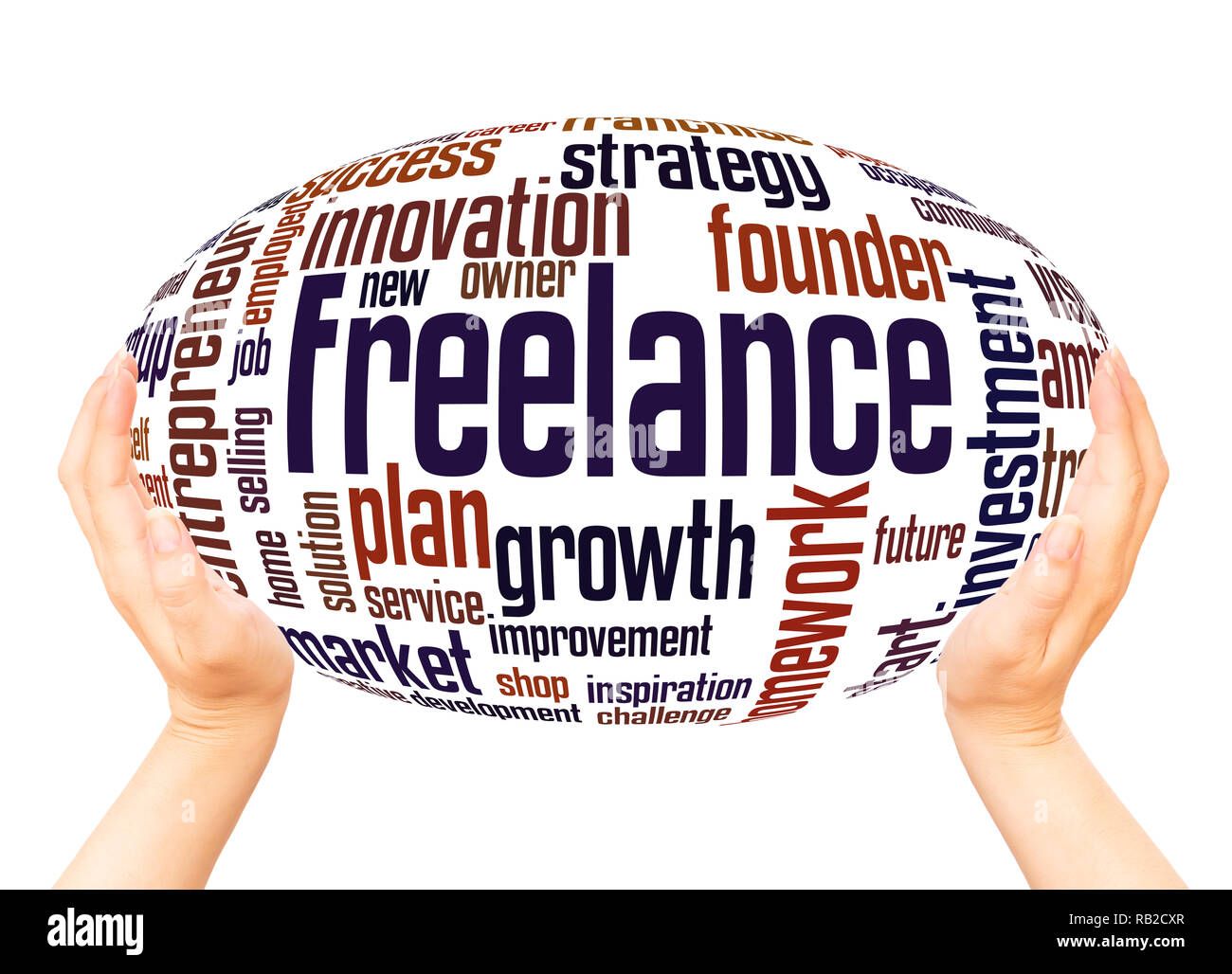 Freelance word cloud hand sphere concept on white background Stock ...