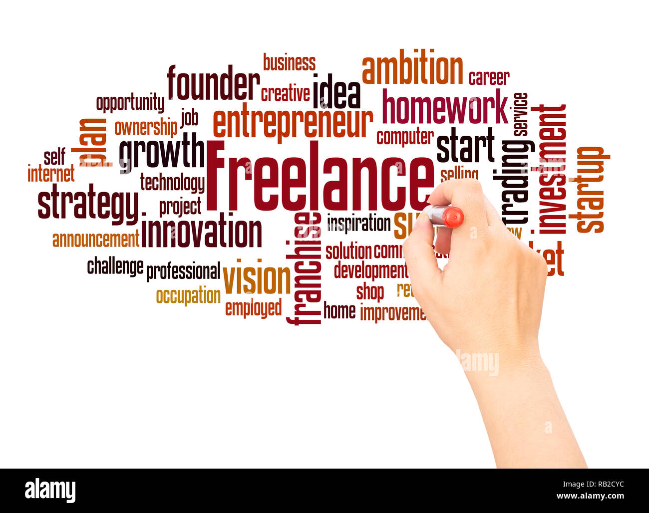 Freelance word cloud hand writing concept on white background Stock ...