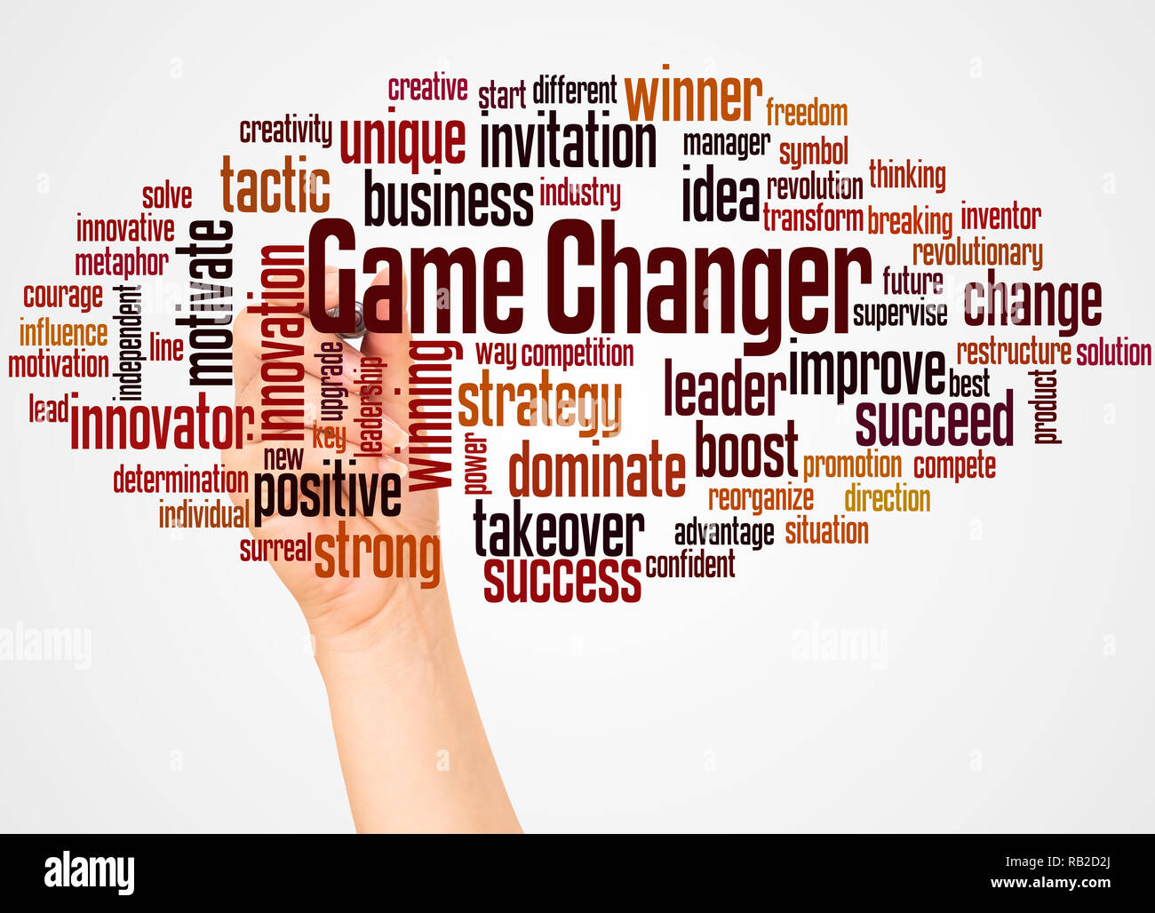 Game Changer word cloud and hand with marker concept on white ...