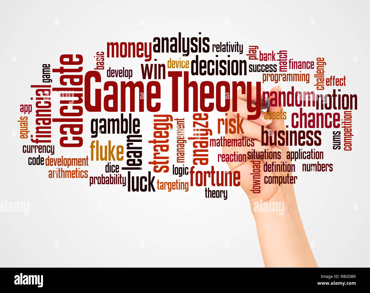 Game theory word cloud and hand with marker concept on white background ...