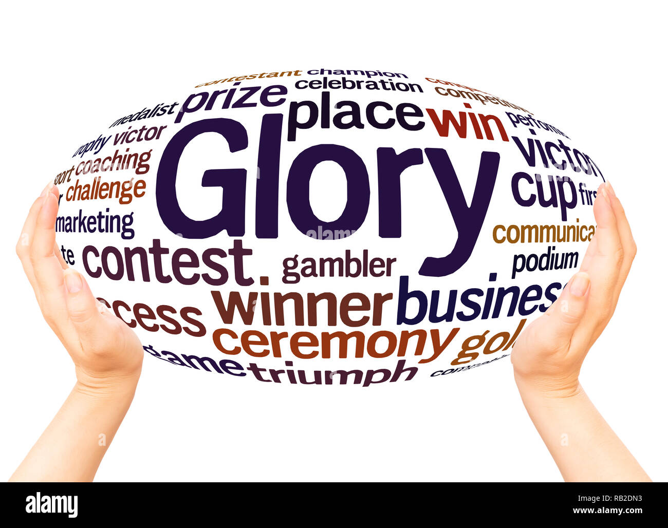 Glory word cloud hand sphere concept on white background Stock Photo ...