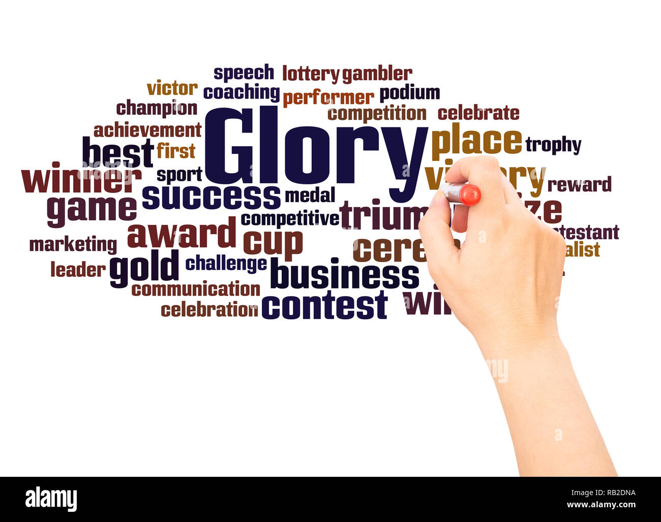 Glory word cloud hand writing concept on white background Stock Photo ...