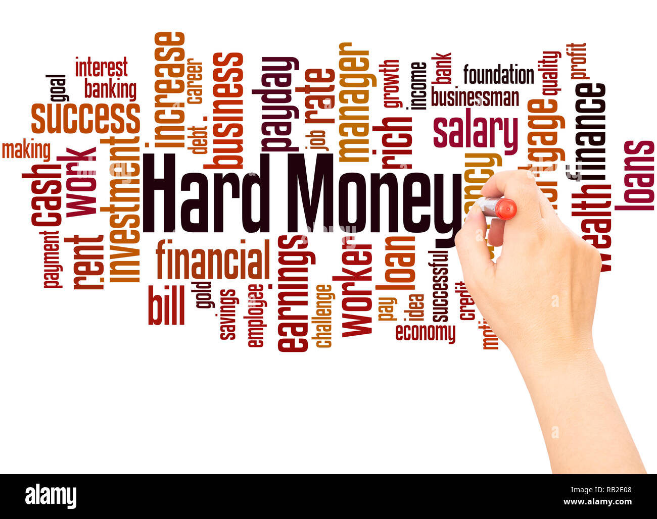 Hard Money word cloud hand writing concept on white background Stock ...