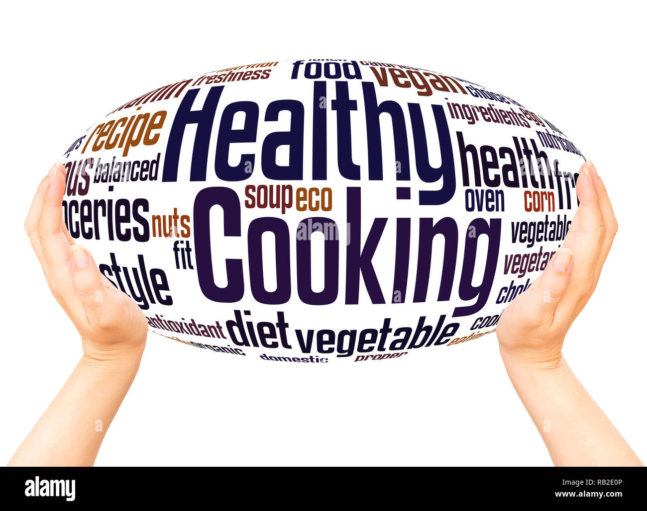 Healthy Cooking word cloud hand sphere concept on white background ...