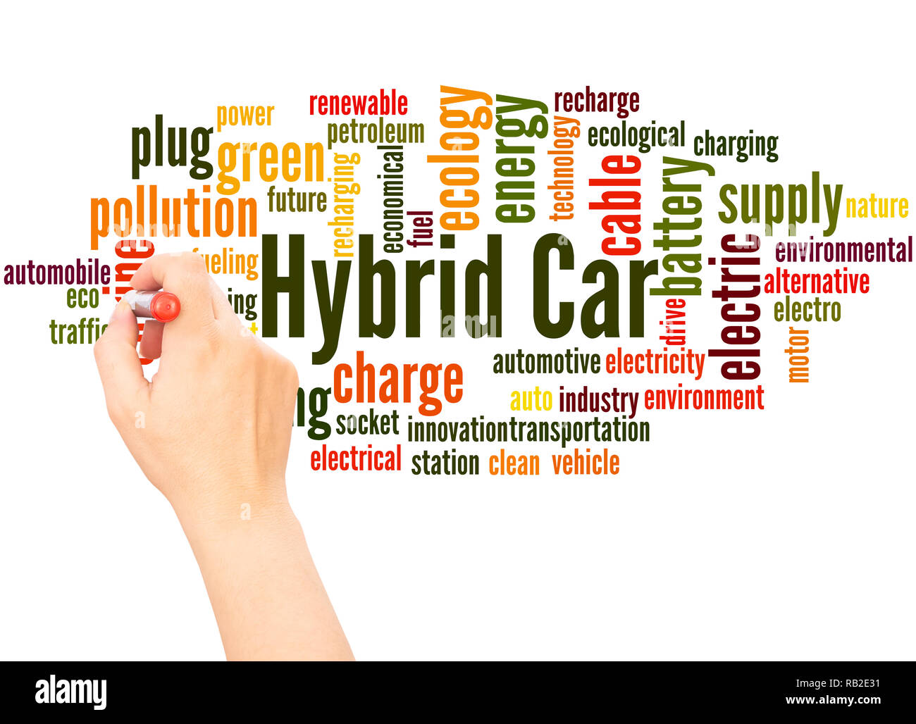 Hybrid car word cloud hand writing concept on white background Stock ...
