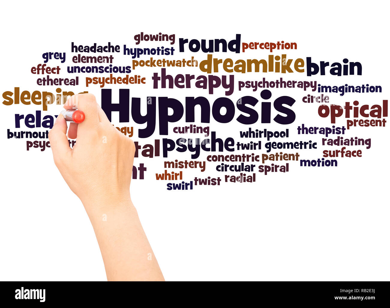 Hypnosis word cloud hand writing concept on white background Stock ...