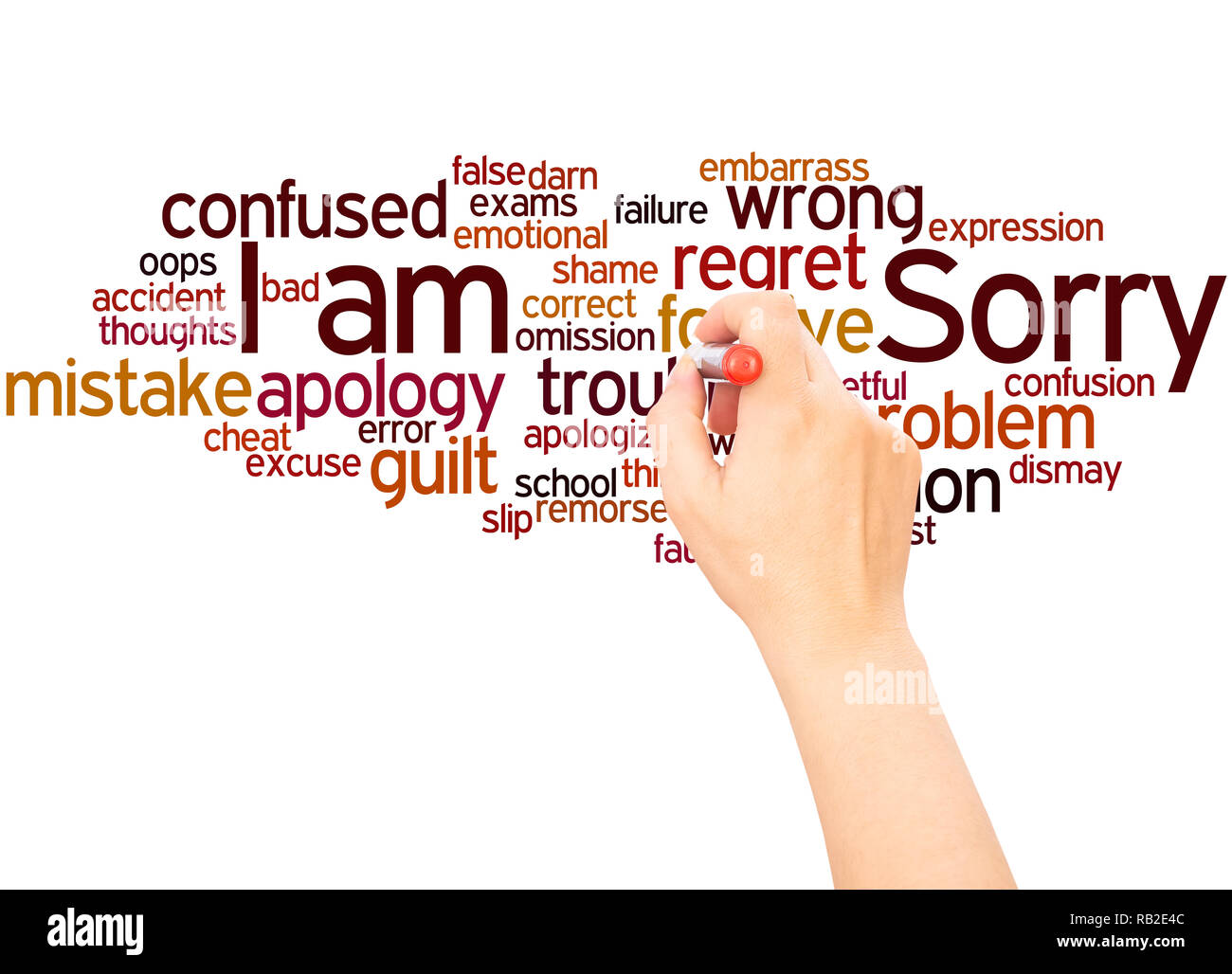 I am Sorry word cloud hand writing concept on white background Stock ...
