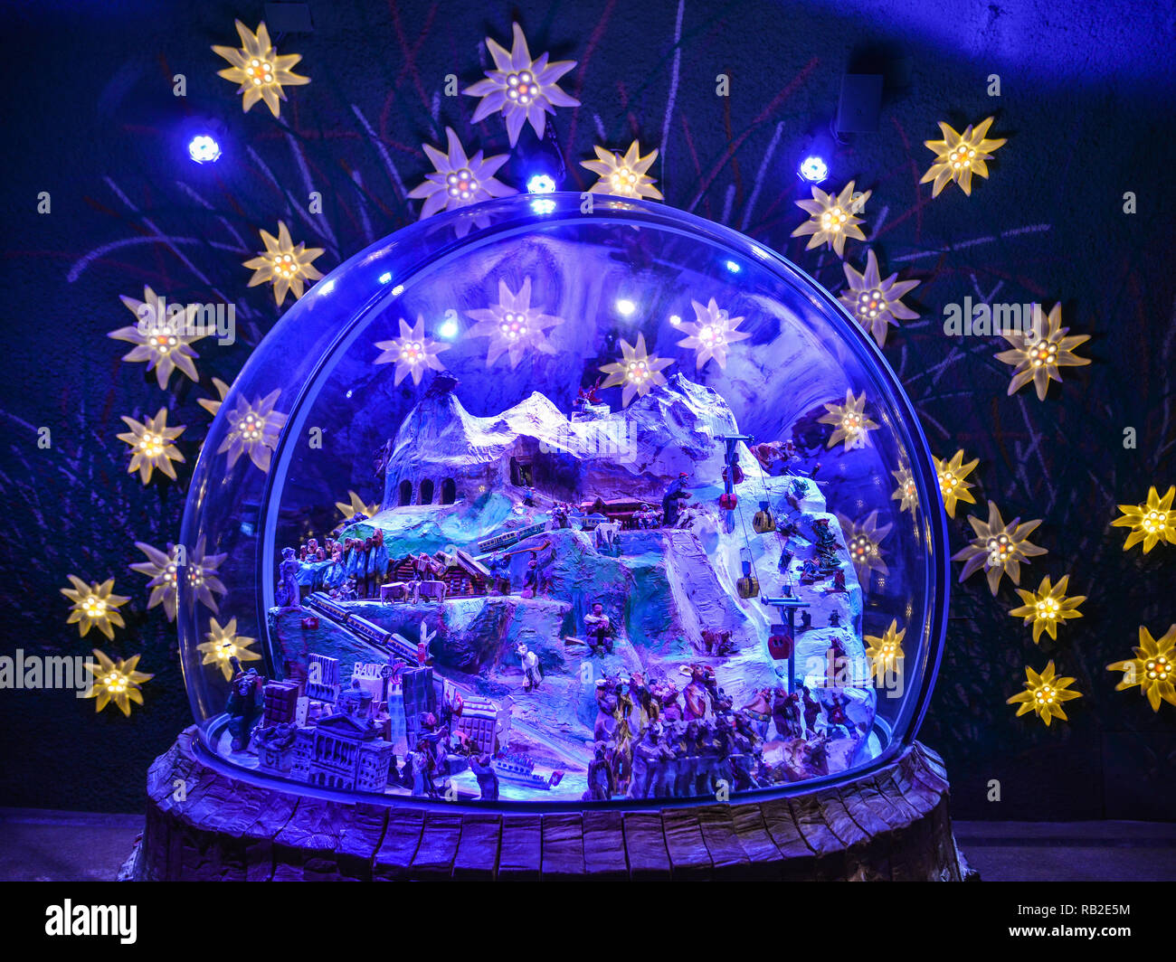 Jungfrau, Switzerland - Oct 20, 2018. Huge crystal snowball at the Ice ...