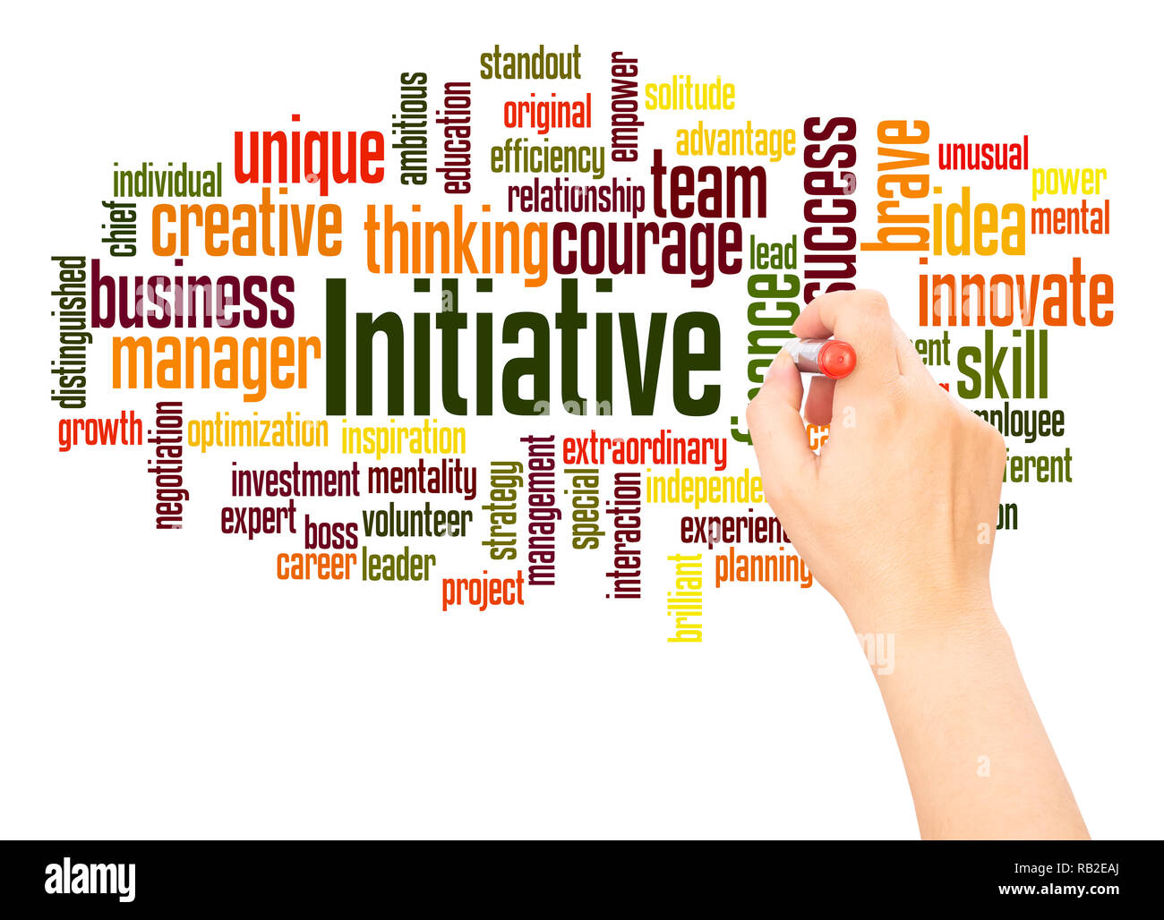 Initiative word cloud hand writing concept on white background Stock ...