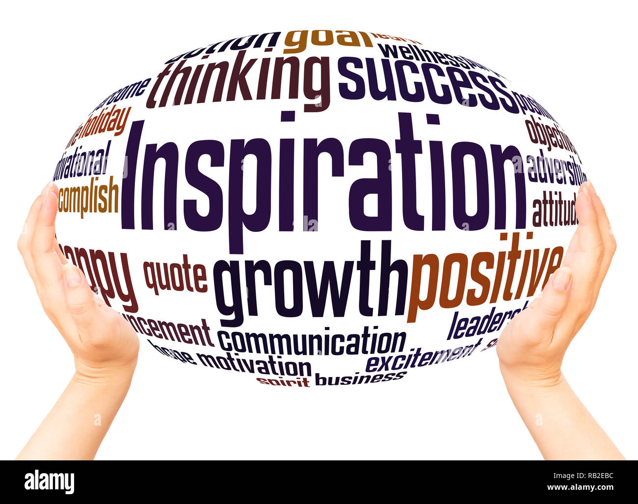Inspiration word cloud hand sphere concept on white background Stock ...