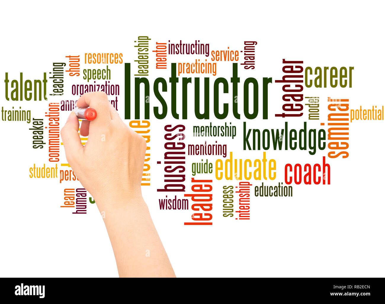Instructor word cloud hand writing concept on white background Stock ...