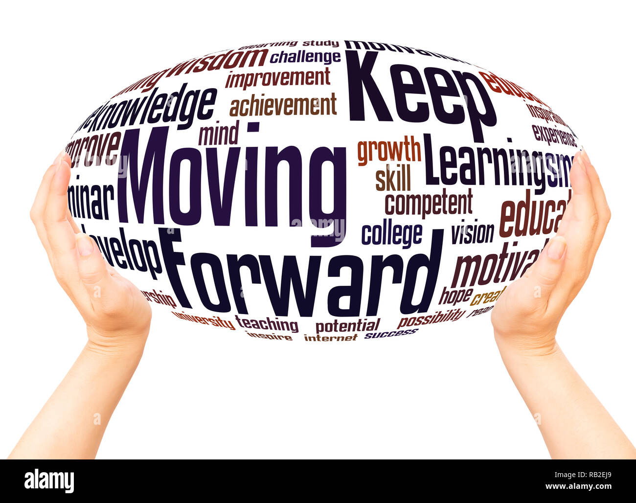 Keep Moving Forward word cloud hand sphere concept on white background ...